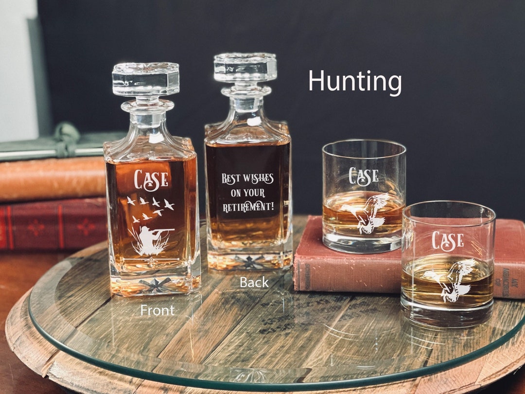Personalized Gift for Hunter - Whiskey Decanter Set, Hunter Gift ...