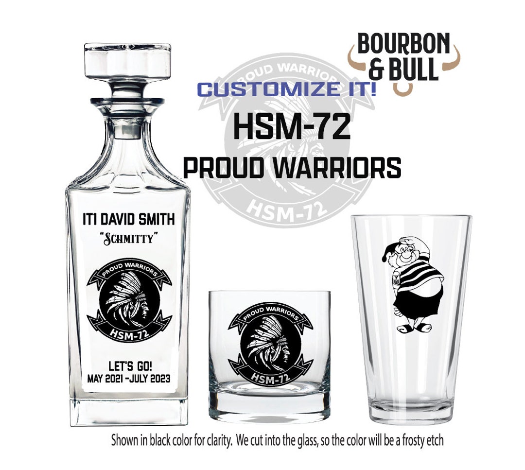 Navy HSM-72 Proud Warriors Whiskey Decanter Set, USN Squadron Gift ...