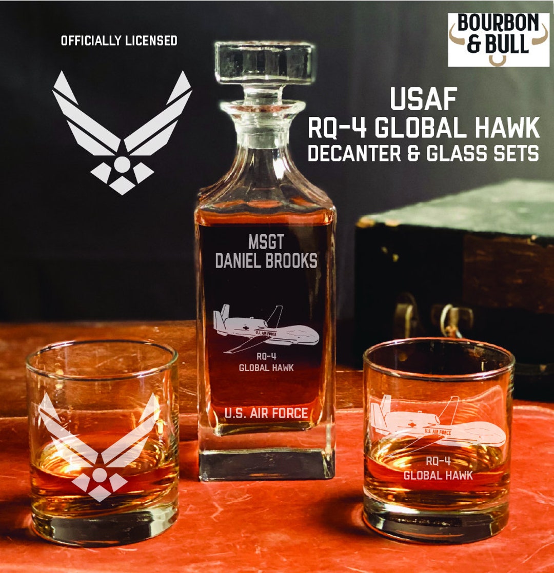 Personalized RQ-4 "global Hawk" Drone Whiskey Decanter & Glass Set ...