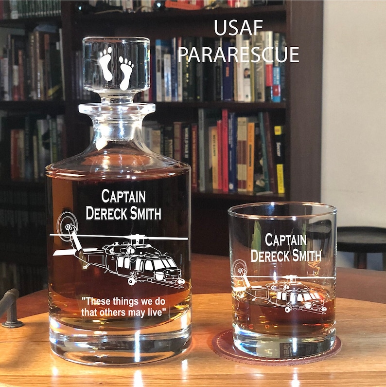 Personalized USAF Pararescue Whiskey Decanter Set, Air Force Decanter ...