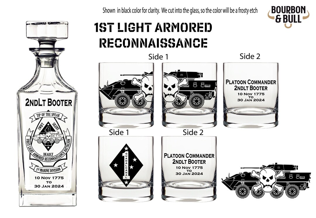1st LAR USMC Whiskey Decanter Personalized Military Gift for Him ...