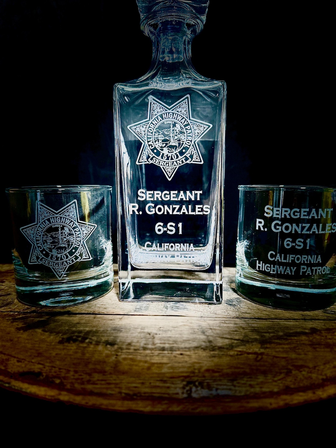 California Highway Patrol Badge Whiskey Decanter Set - Law Enforcement ...