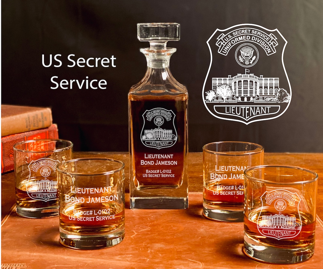 Secret Service Whiskey Decanter Set - Personalized, USSS, Gift for ...