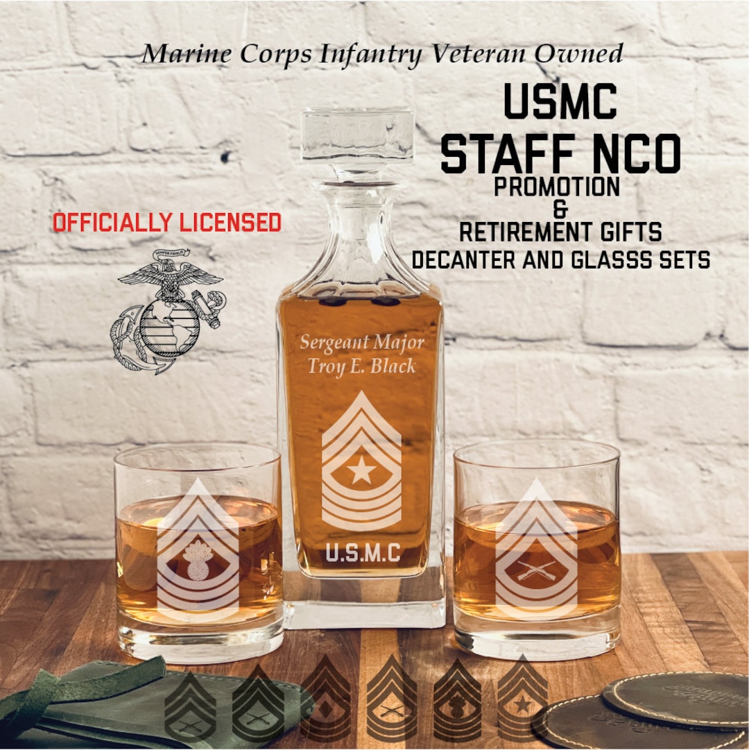 Personalized Staff NCO Promotion and Retirement Decanter With Glasses ...