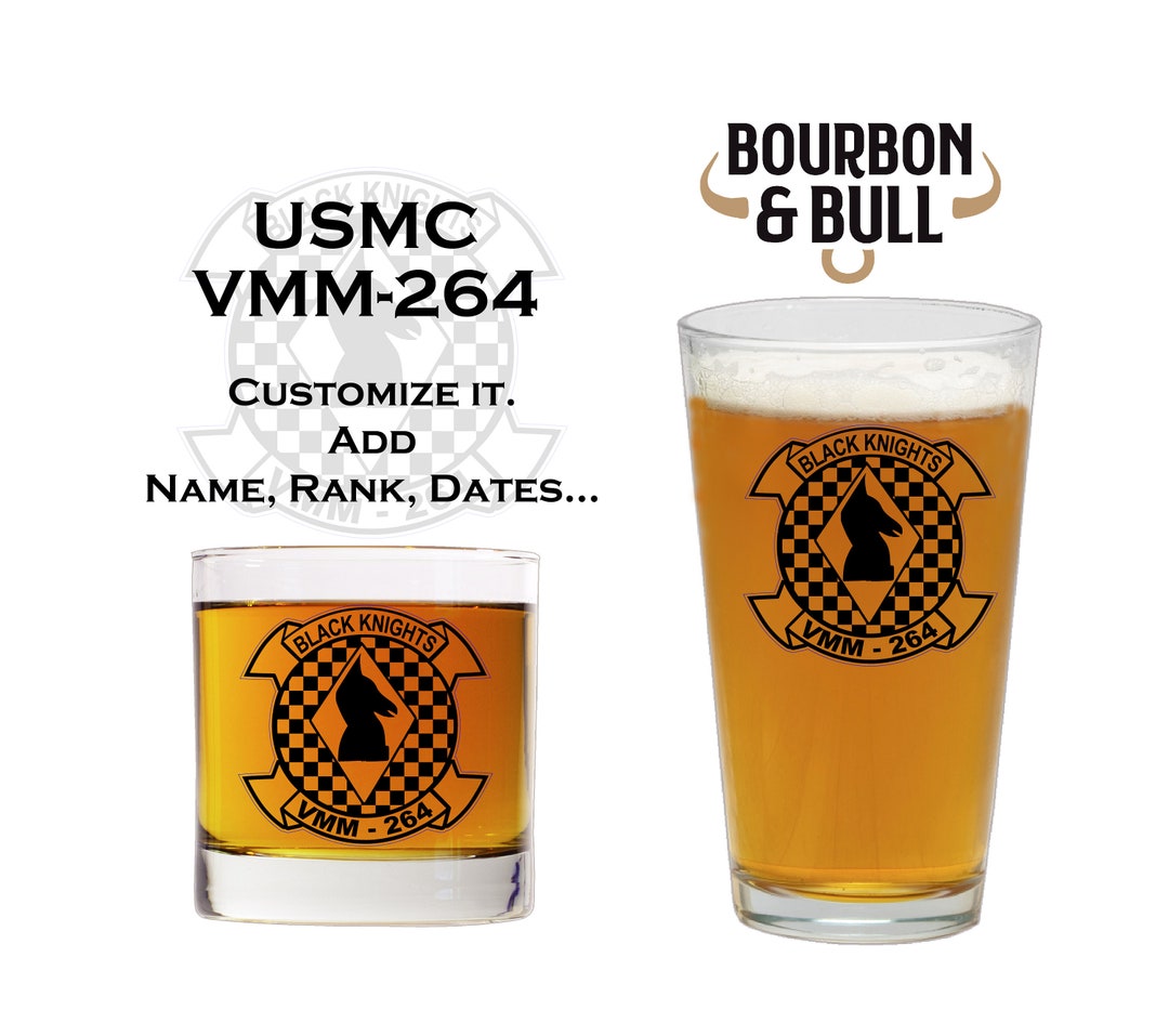 USMC VMM 264 Whiskey or Beer Glass Set Personalized Military Gift for ...
