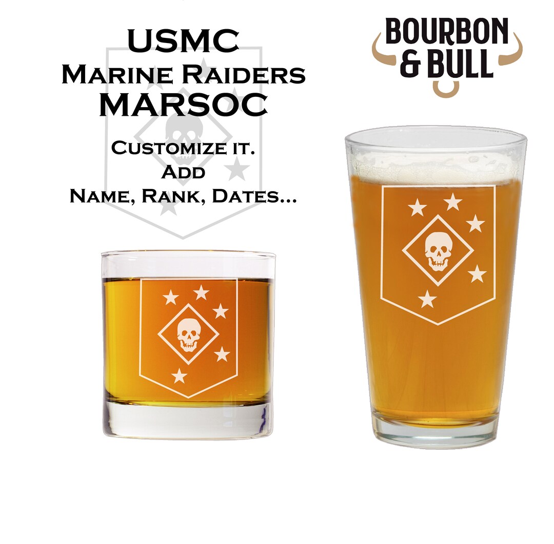 MARSOC - Marine Raiders - Whiskey Glass Gift Set, Birthday Gift, End of Tour Gift, Graduation ...