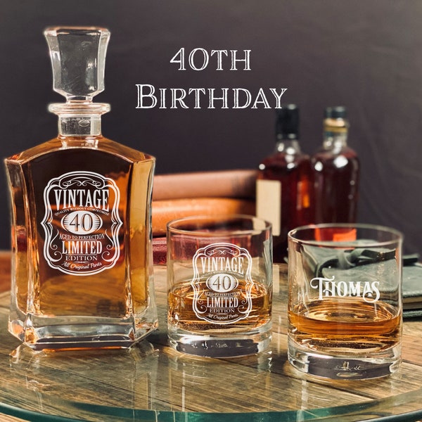 40th Birthday Whiskey Glasses - Etsy