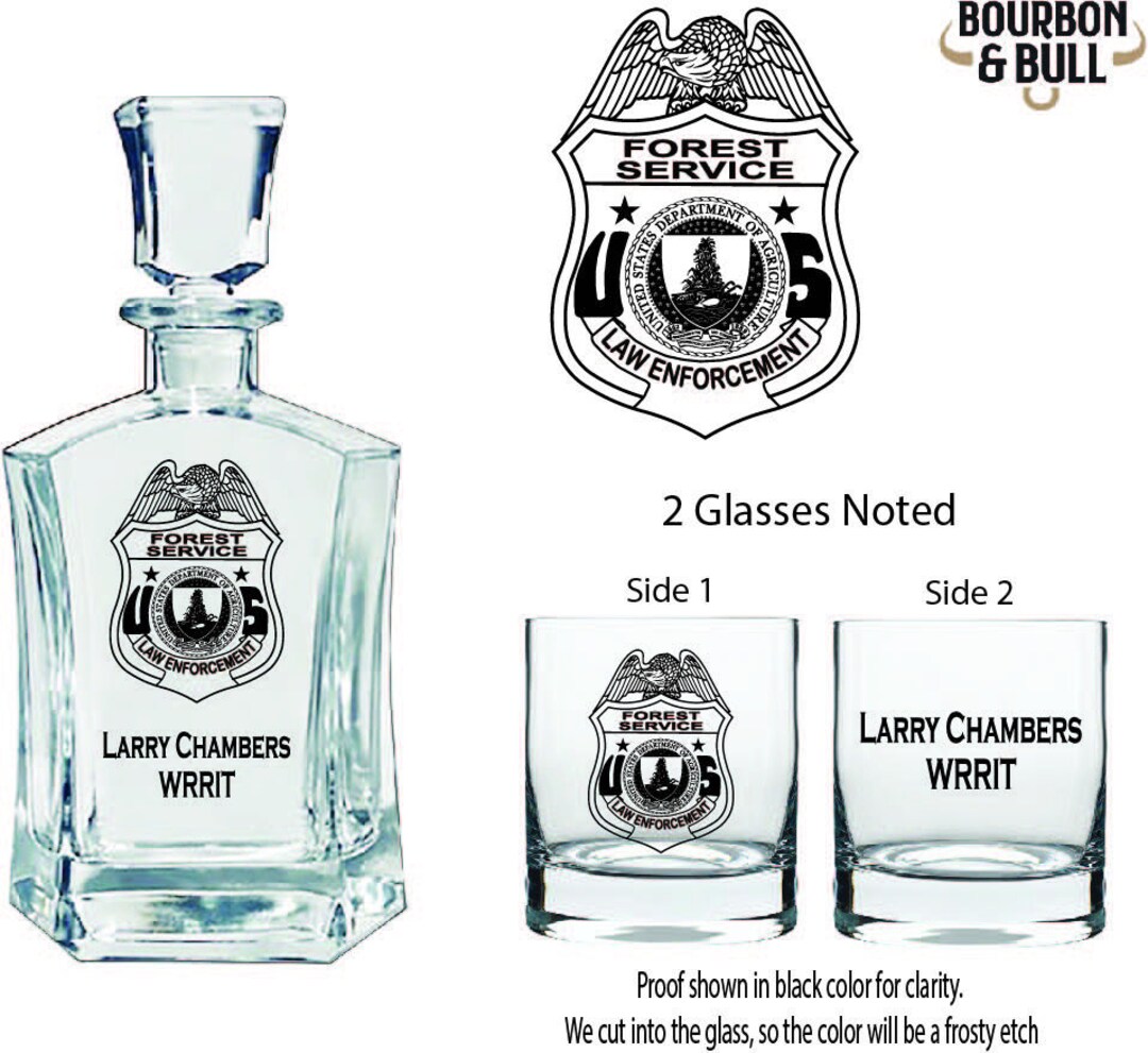 Forest Service Decanter Gift Set, Police Officer Gift, Ranger Gift, Law ...