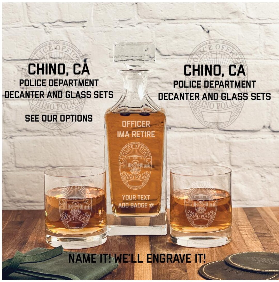 Chino PD Police Officer Whiskey Decanter Gift Set, Police Officer Gift ...