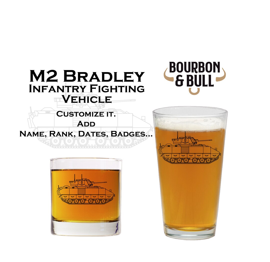M2 Bradley IFV Military Vehicle Whiskey or Beer Glass Set - Personalized Gift for Him, Gift for ...