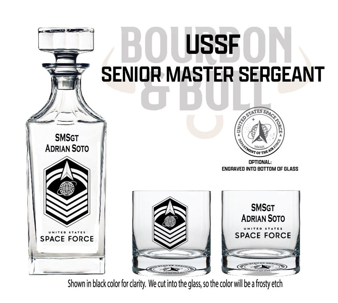 Personalized Space Force Senior Master Sergeant Whiskey Decanter Set ...