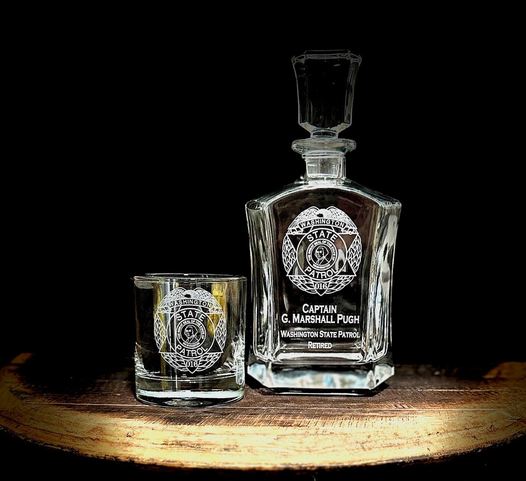 Personalized Washington State Patrol Badge Whiskey Decanter, Trooper ...