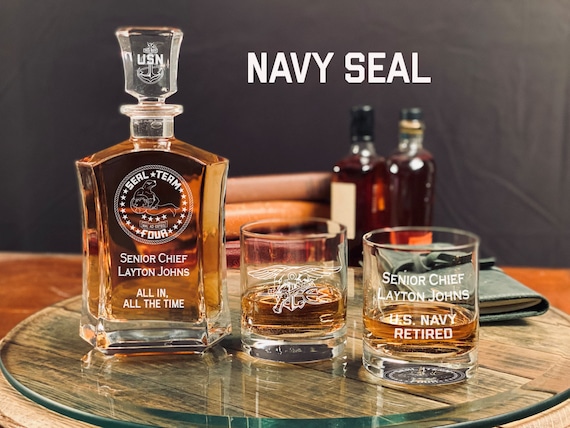 Navy Seal Personalized Whiskey Decanter Set US Navy Gift - Etsy