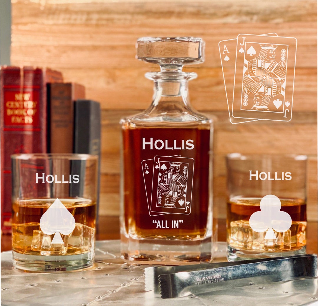 Personalized "all In" Whiskey Decanter, Gift for Card Player, Gift for ...