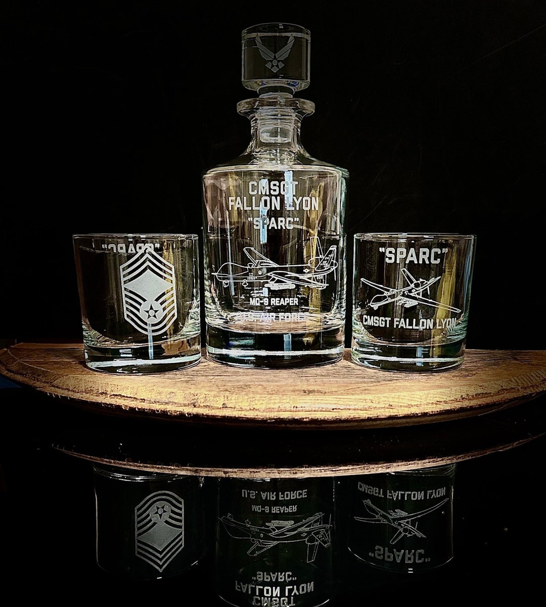 Personalized MQ-9 Reaper Drone Whiskey Decanter Set – Aviator ...