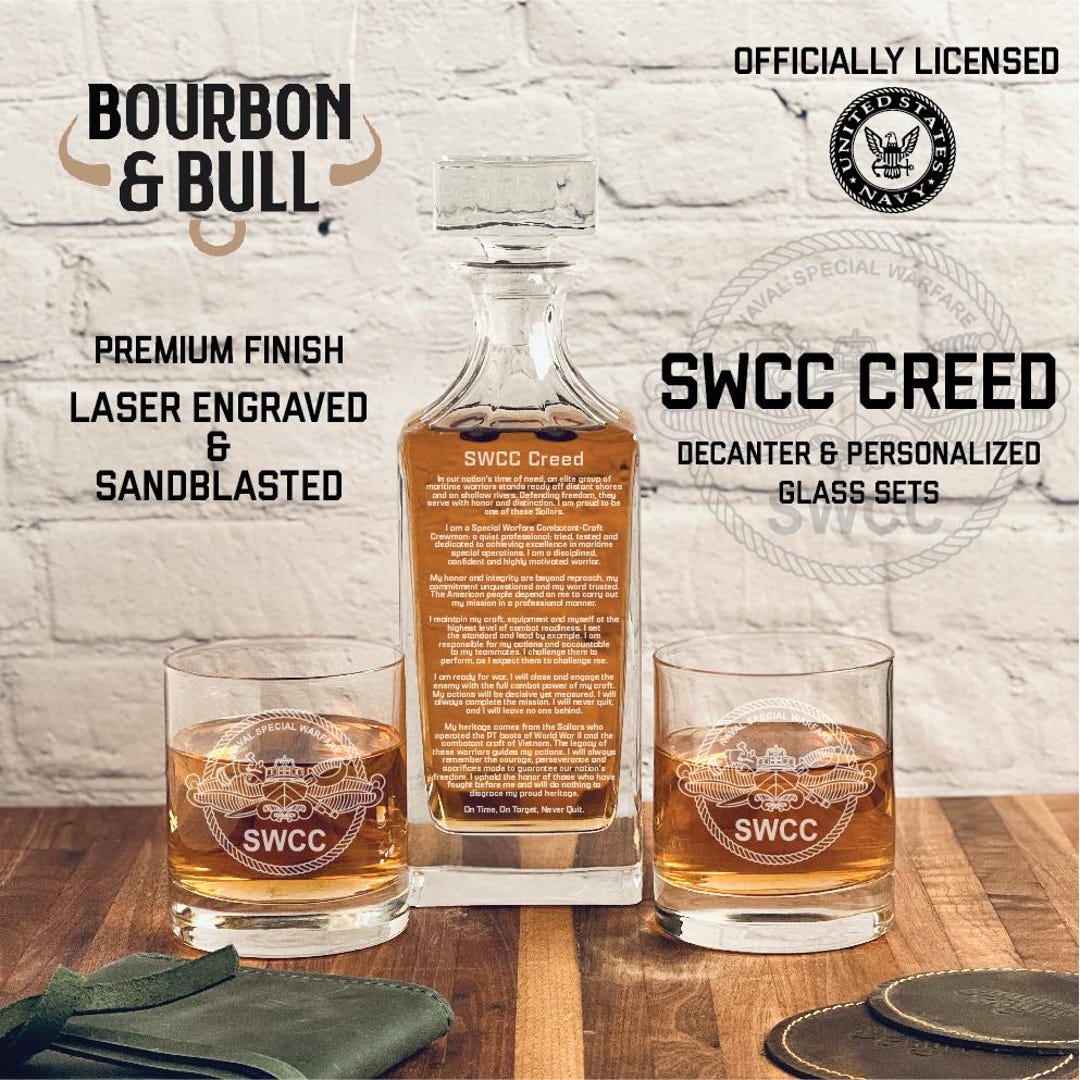 US Navy SWCC Creed Whiskey Decanter Set, Gift for Sailor, Navy Gift ...