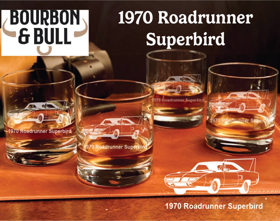 1970 Roadrunner Superbird Whiskey Glass Set, Car Guy Gift, Father's Day ...