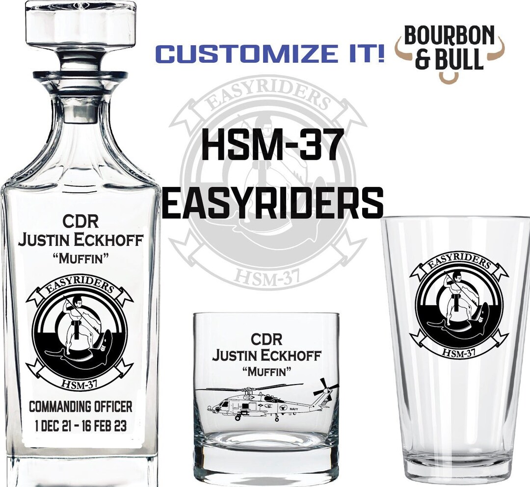 Navy HSM-37 Easyriders Whiskey Decanter Set, USN Squadron Gift ...