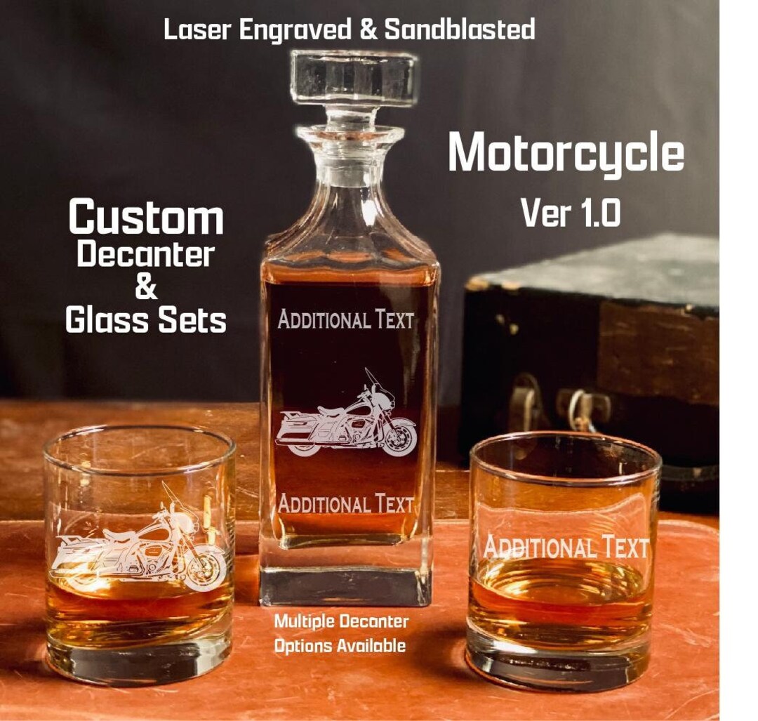 Personalized Motorcycle Whiskey Decanter Set - Ver 1.0 - Motorcycle ...