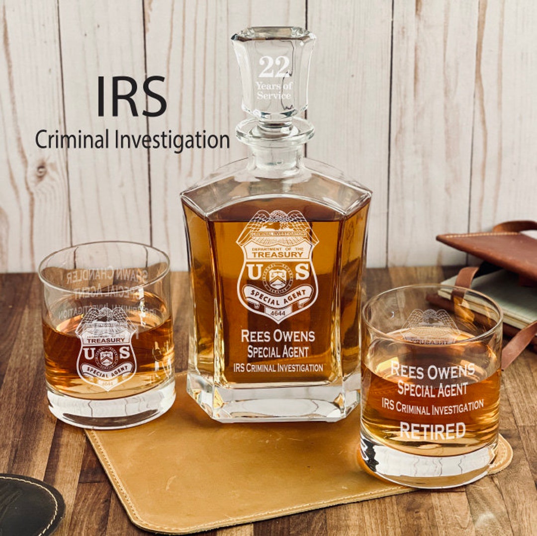IRS Whiskey Decanter Set personalized, Custom IRS Retirement Gift ...