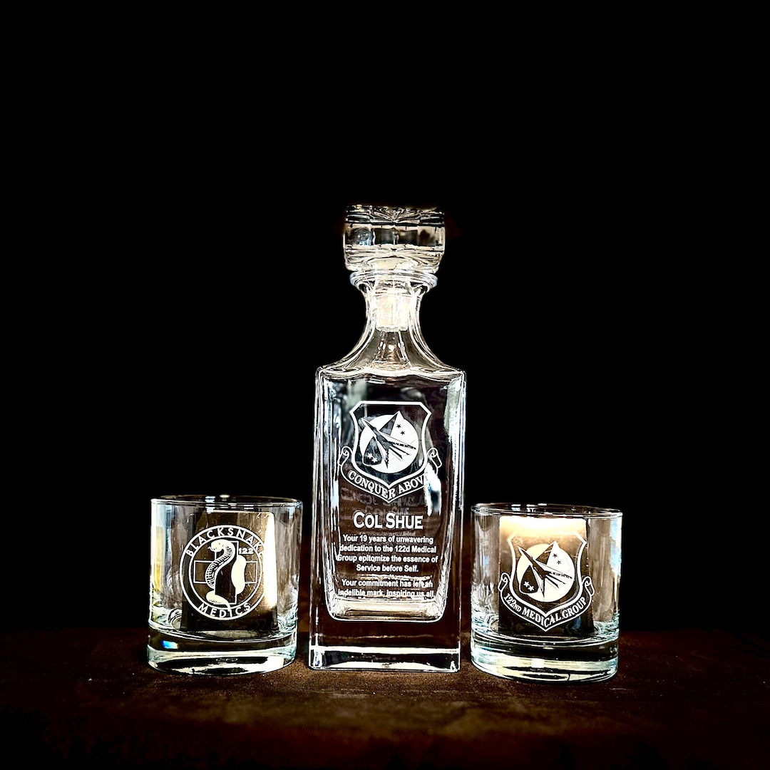 Navy HSM-70 Spartans Whiskey Decanter Set, USN Squadron Gift, Military ...