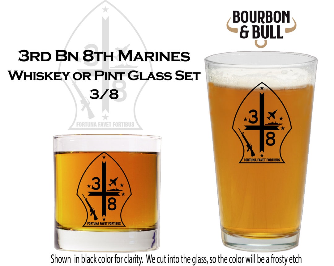 3rd Bn 8th Marines - Whiskey Glass Set, Marine Corps Gift, Infantry ...