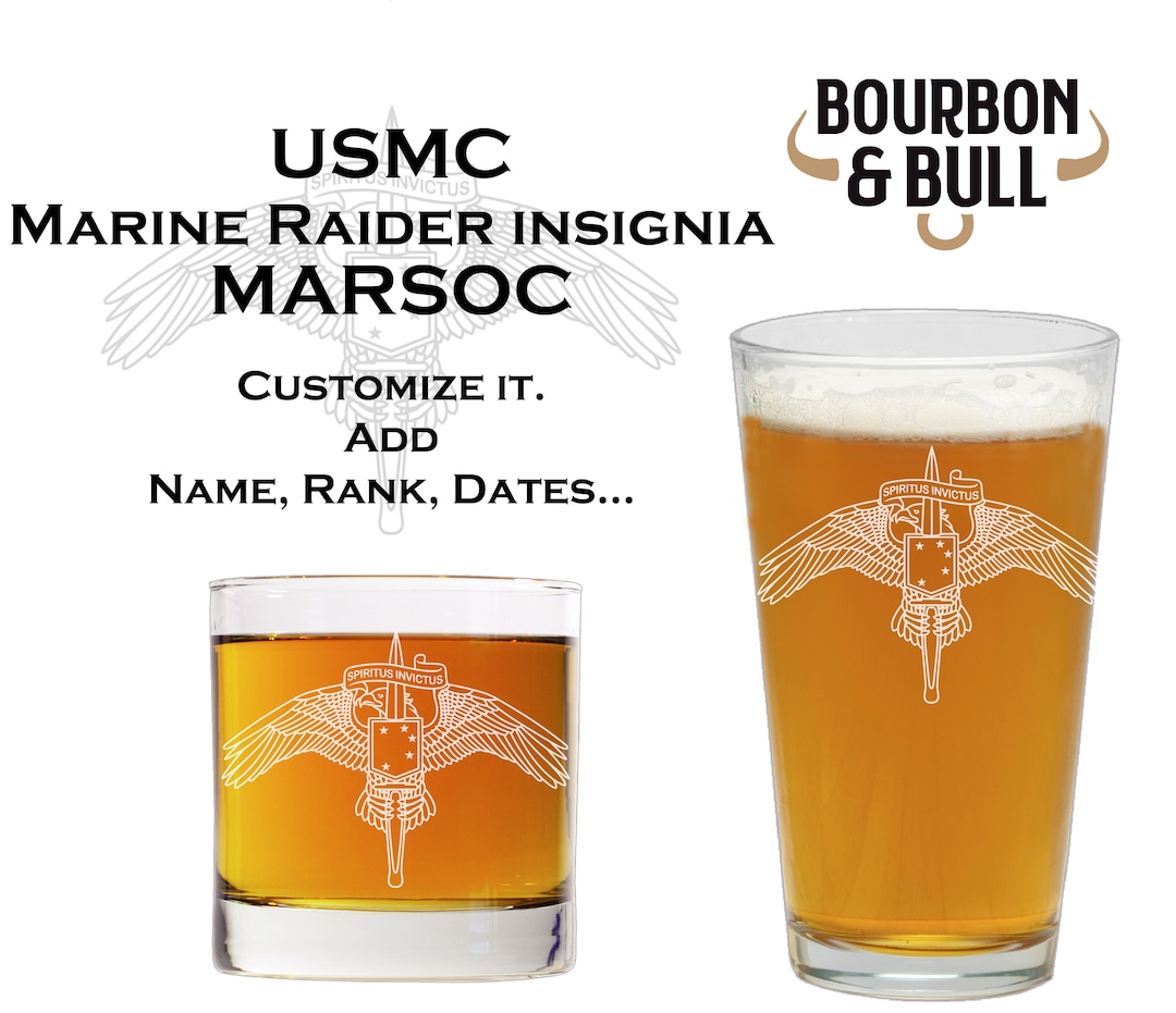 MARSOC Raider Insignia Badge Whiskey Glass Gift Set, Birthday Gift, End of Tour Gift, Graduation ...