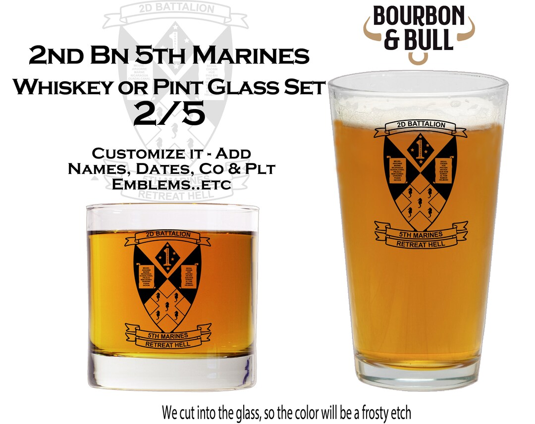 2nd Bn 5th Marines - Whiskey Glass Set, Marine Corps Gift, Infantry ...