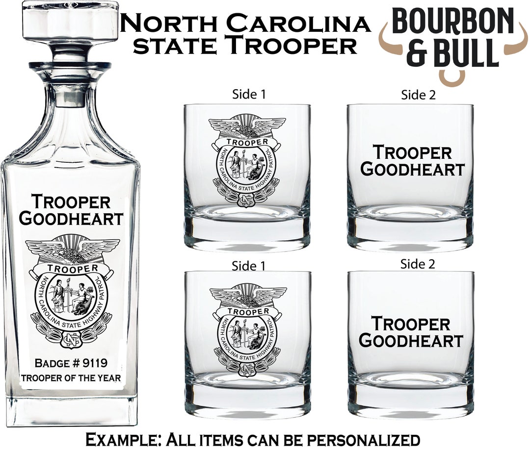 North Carolina State Trooper Whiskey Decanter Gift Set, Gift for ...