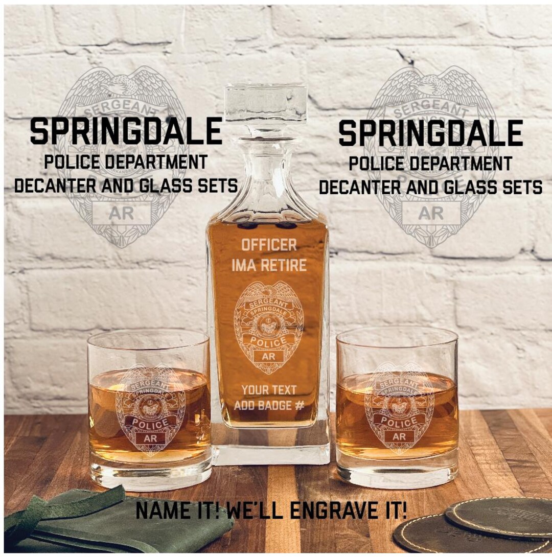 Custom Springdale Police Badge Whiskey Decanter Set – Personalized ...