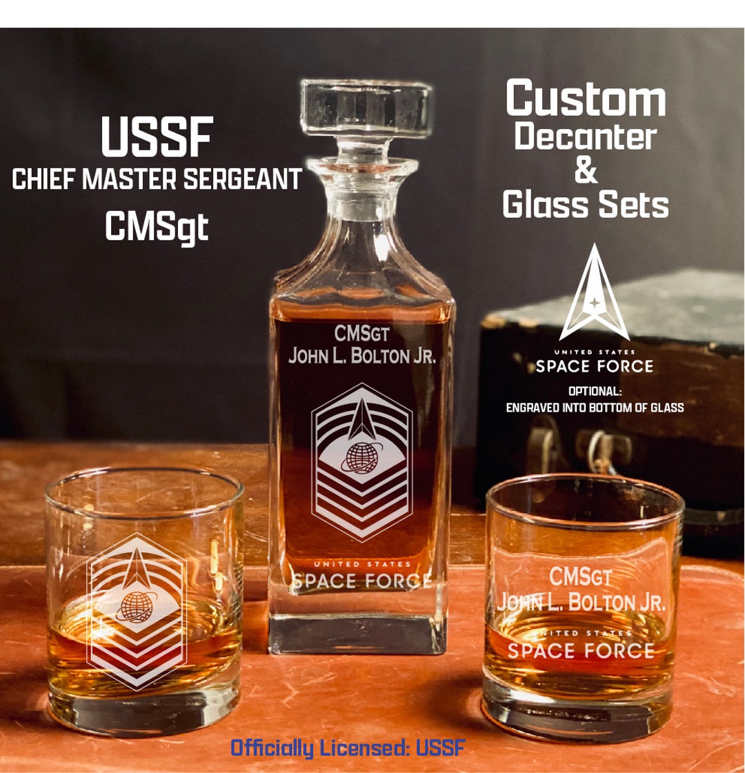 Personalized Space Force Cmsgt Whiskey Decanter Set - Space Force Chief Master Sergeant ...