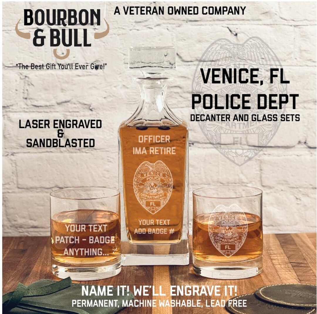 Personalized Venice Police Officer Whiskey Decanter Set – Engraved ...