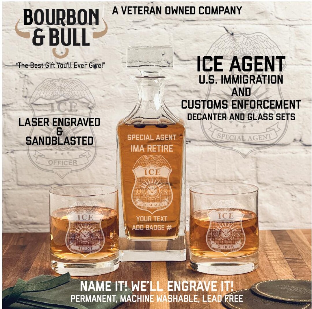 ICE Badge Whiskey Decanter Gift Set - Immigration and Customs ...