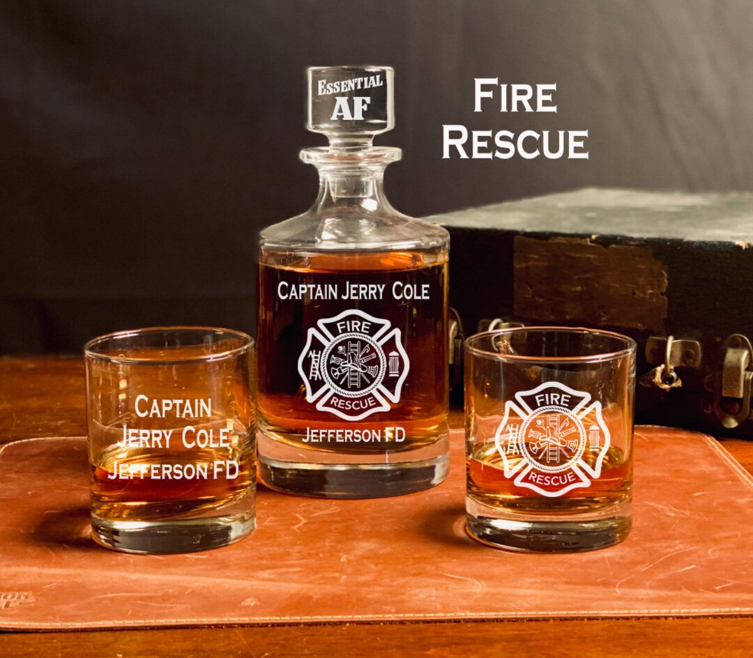 Personalized Fire Fighter Engraved Whiskey Decanter, First Responder ...