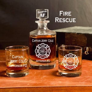 Custom Firefighter Whiskey Decanter Set - Custom Fireman Gift ...