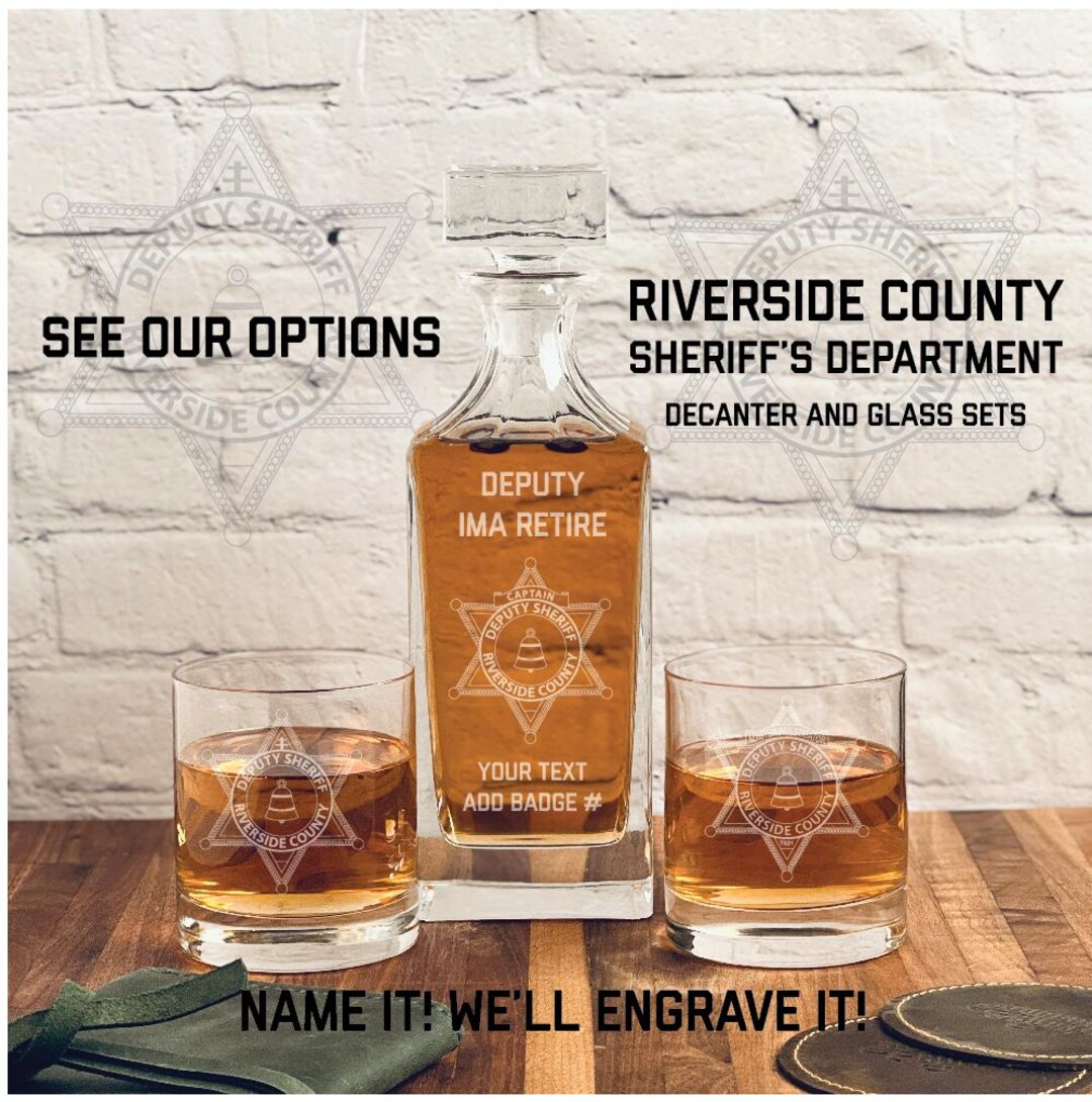Riverside County Sheriff Badge Whiskey Decanter Gift Set - Personalized ...