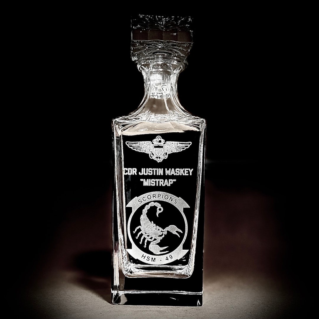 Navy HSM-49 Scorpions Whiskey Decanter Set, USN Squadron Gift, Military ...