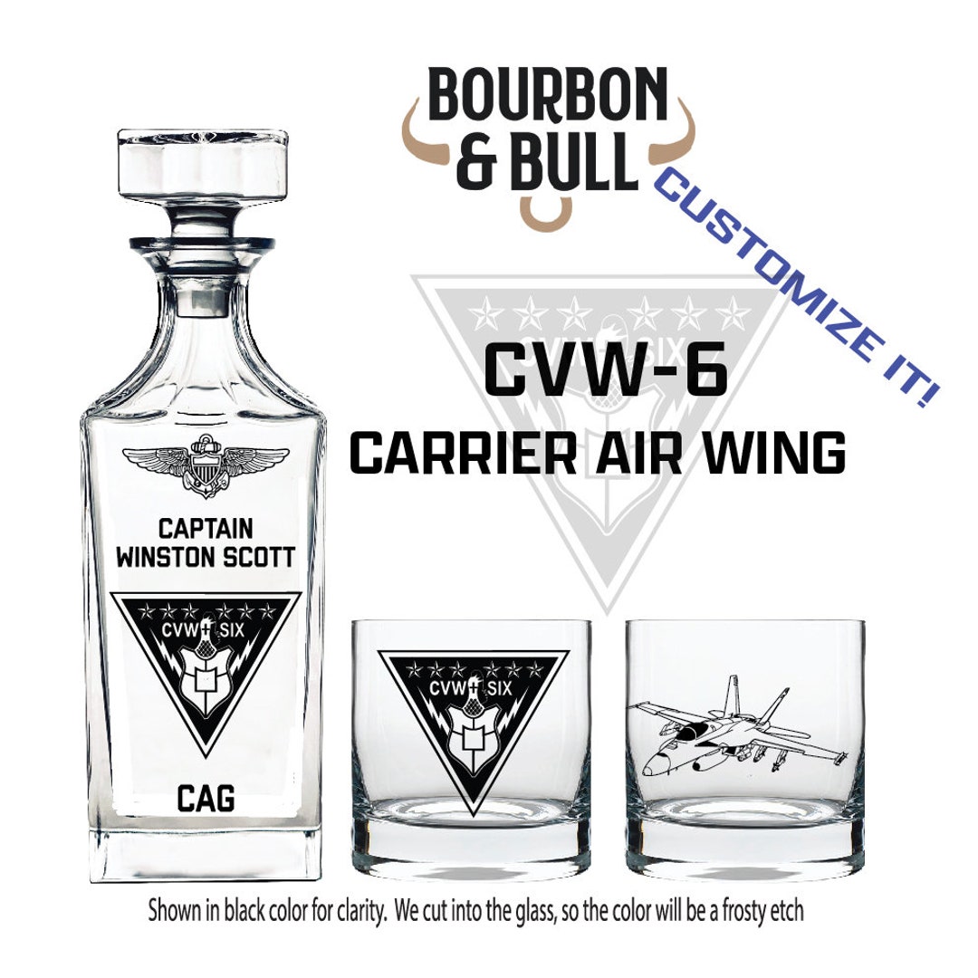 CARAIRWING Six: CVW-6 Whiskey Decanter Set, Squadron Gift, Military ...