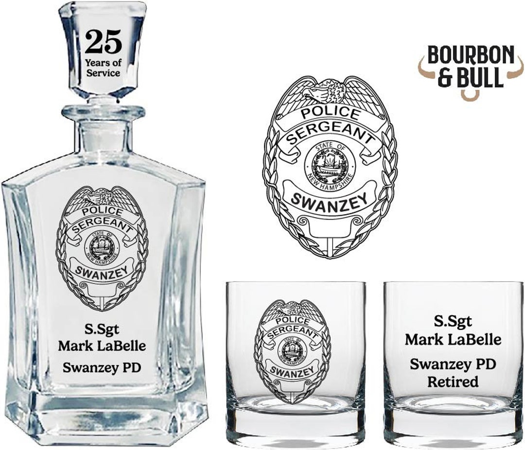 Personalized Swanzey PD Badge Whiskey Decanter, Police Officer, Law ...