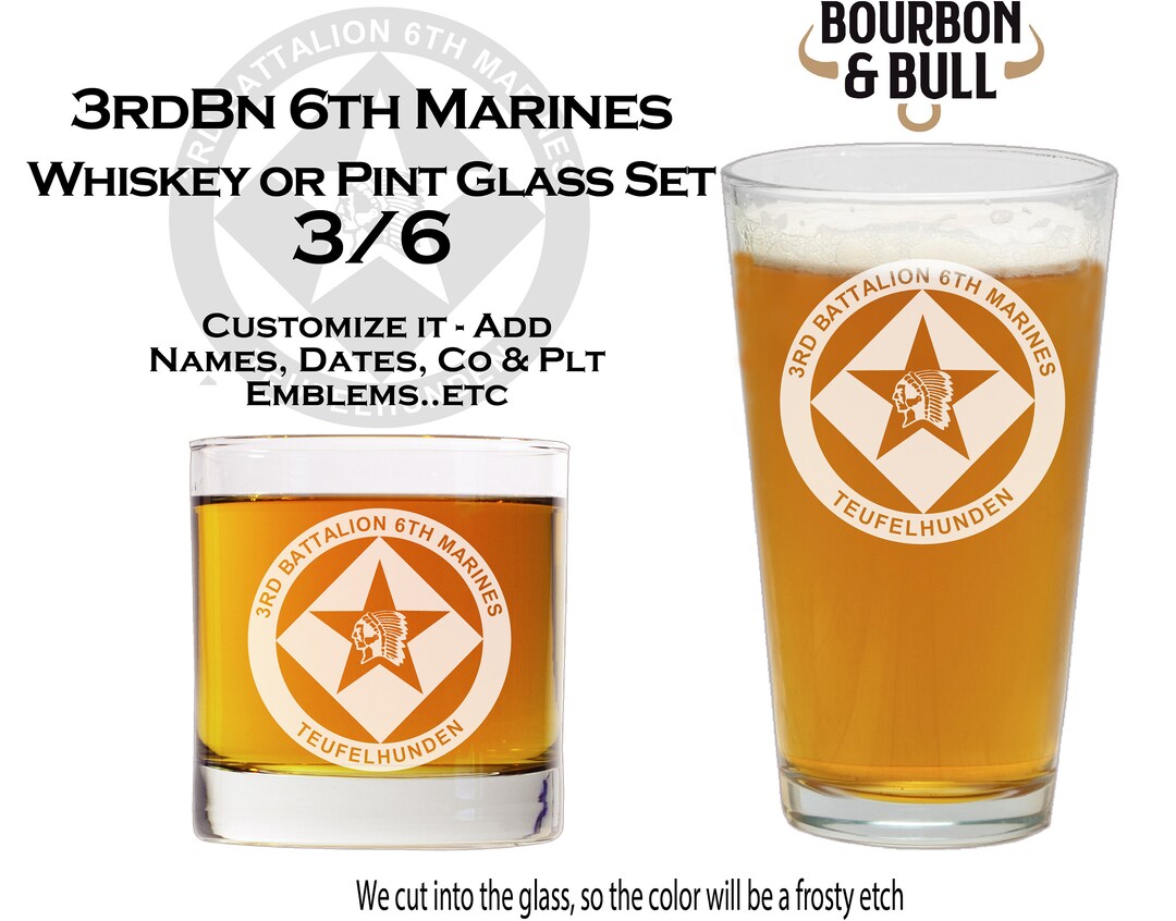 3rd Bn 6th Marines - Whiskey Glass Set, Marine Corps Gift, Infantry ...