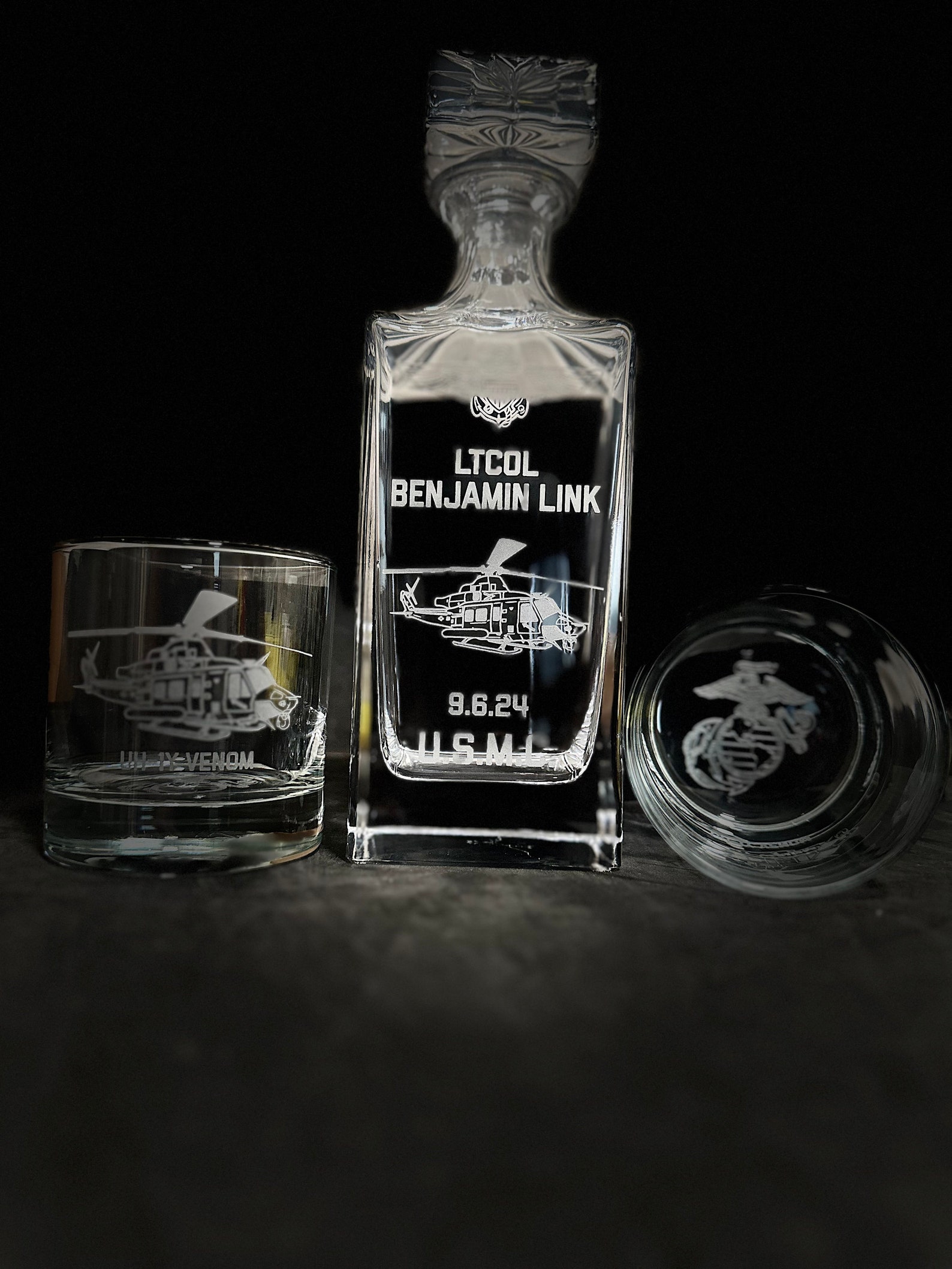 Marine Corps Whiskey Glasses - Set of 2 With Bottom Engravings ...