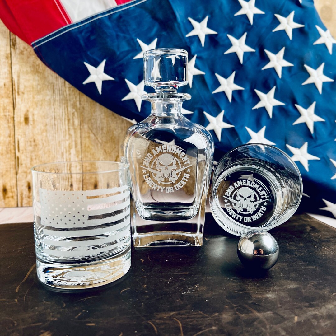 Patriotic Whiskey Decanter Set Second Amendment Gift, Father's Day Gift ...