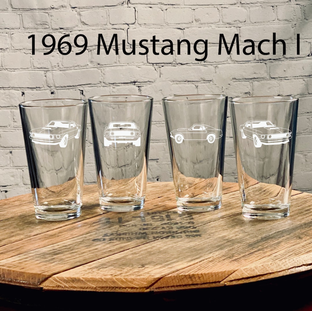 1969 Ford Mustang Engraved Whiskey and Beer Glasses, Personalized Car ...