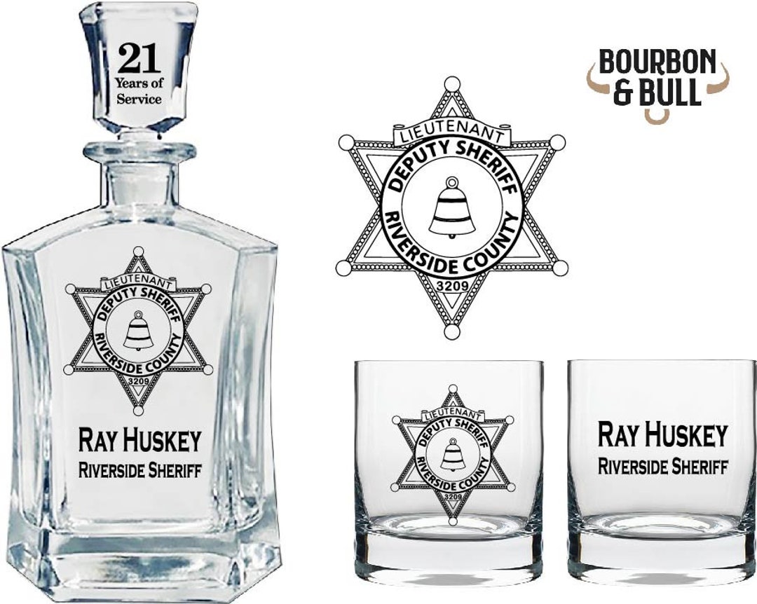 Riverside County Sheriff Badge Personalized Whiskey Decanter, Deputy ...