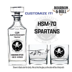 Navy HSM-70 Spartans Whiskey Decanter Set, USN Squadron Gift, Military ...