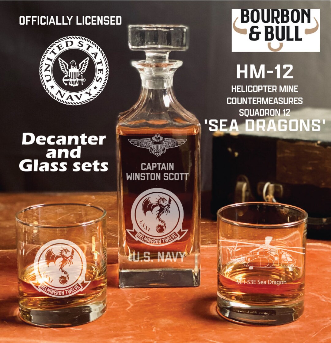 Navy HM-12 Sea Dragons Whiskey Decanter Set, Squadron Gift, Airwing ...