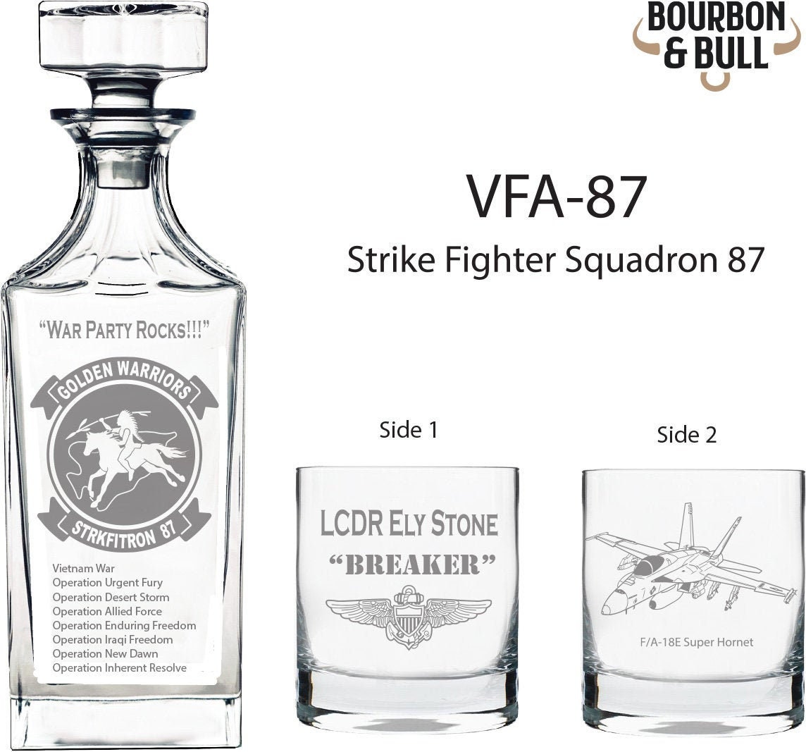 Navy VFA-87 Golden Warrior Whiskey Decanter Set, Navy Squadron Gift ...