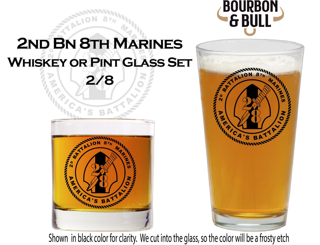 2nd Bn 8th Marines - Whiskey Glass Set, Marine Corps Gift, Infantry ...