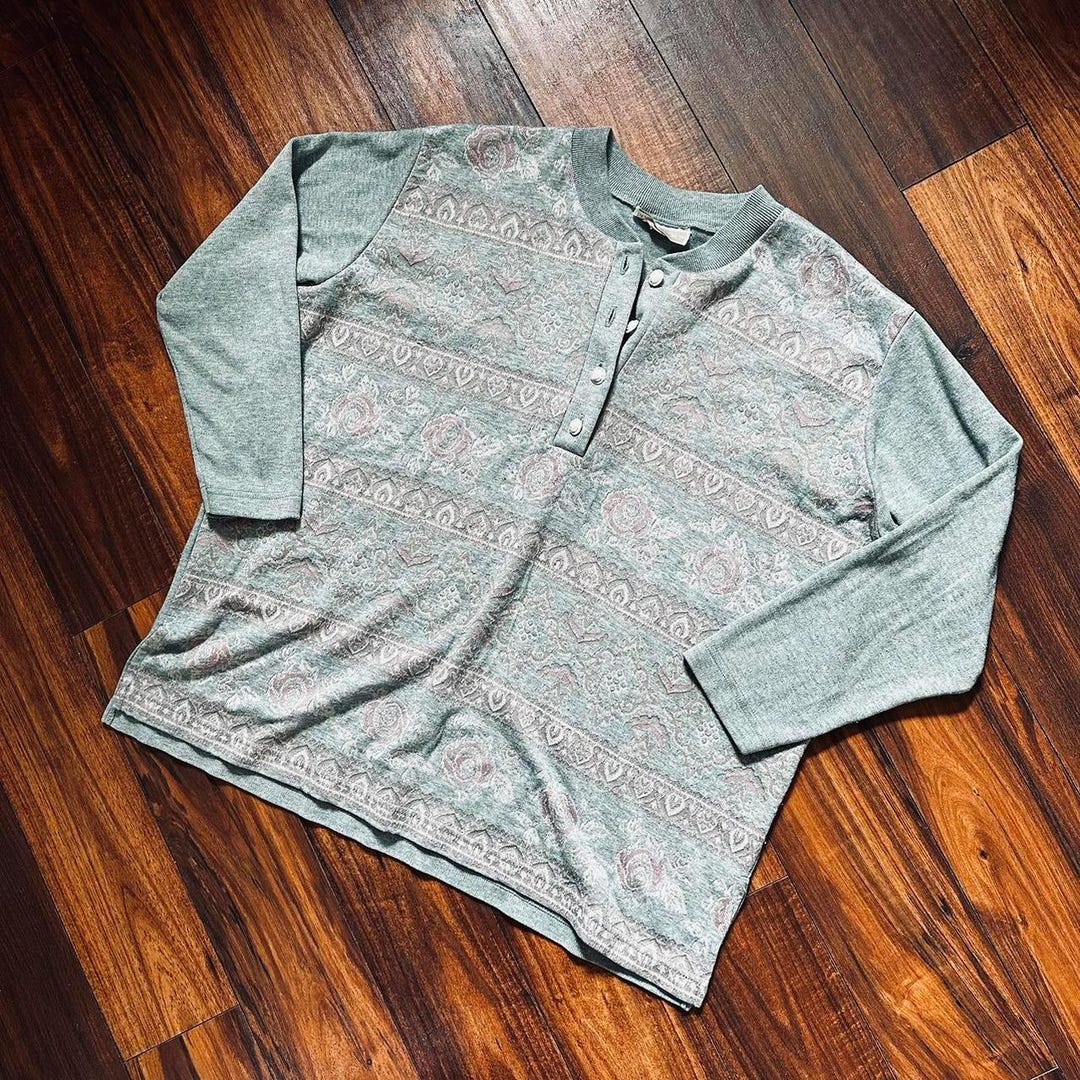 Vintage 90s Grandma Grunge Sweater 90s Plus Size Blue Floral Sweater - Etsy