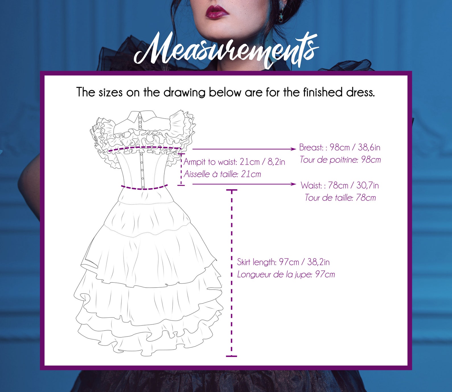 DIGITAL Dress Pattern / Wednesday Rave'n dress / Gothic - Etsy France